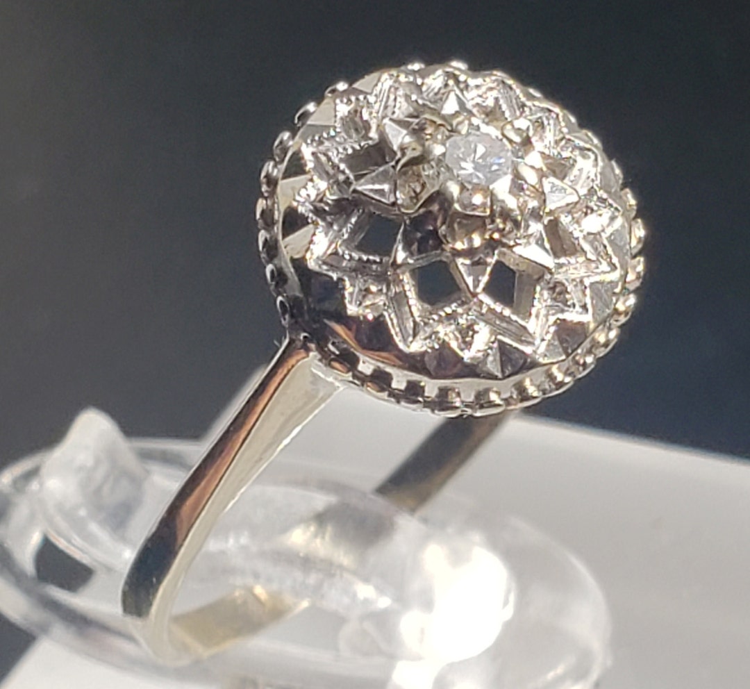 Illusion Set Diamond Engagement Ring / White Gold Diamond Engagement ...
