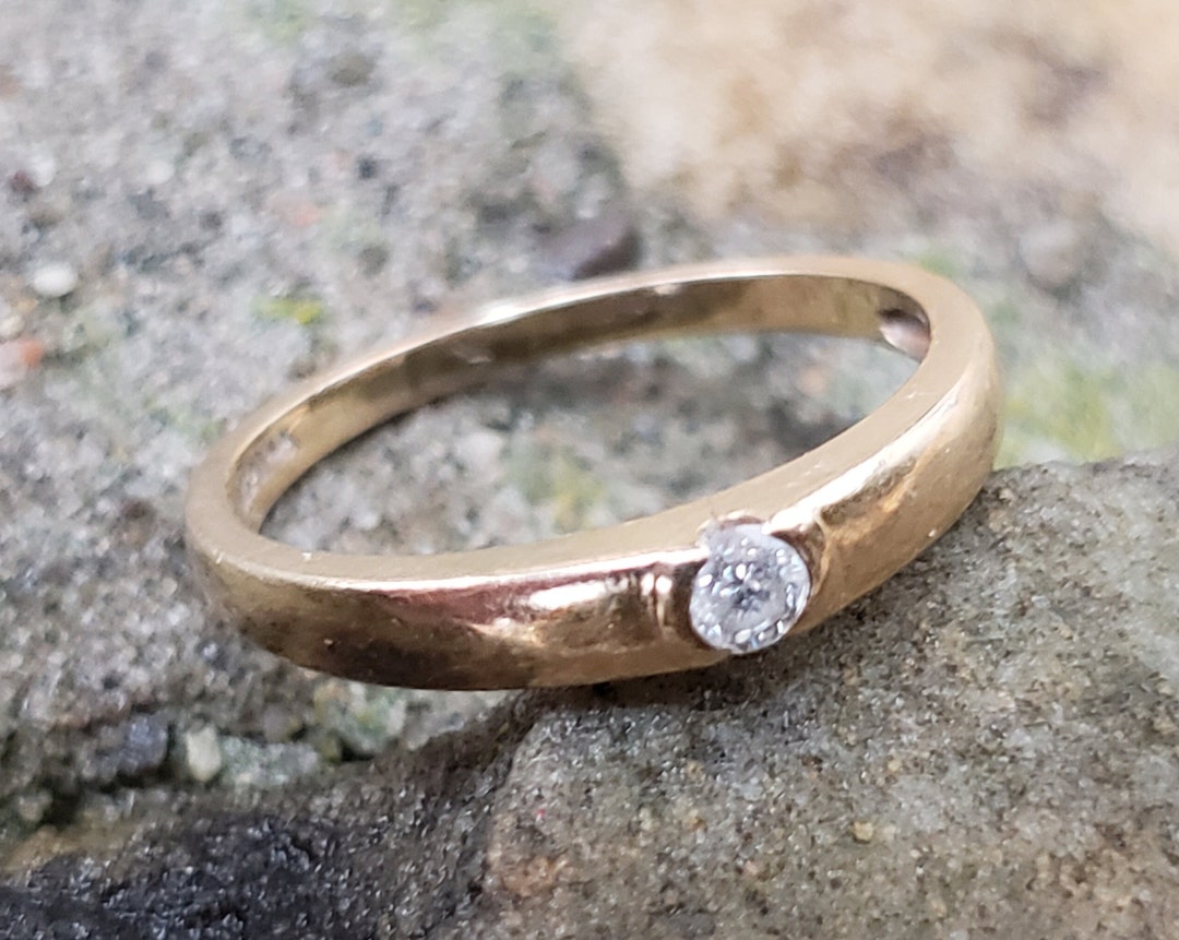 Semi-bezel Set Diamond Engagment Ring/ Promise Ring / April Birthstone ...