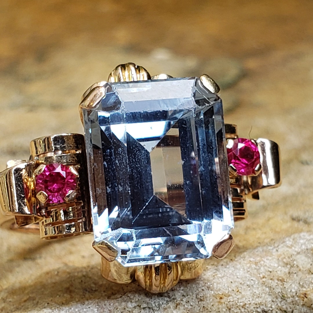 1940s Retro Spinel Ring / Vintage 1940s Gold and Spinel Ring - Etsy