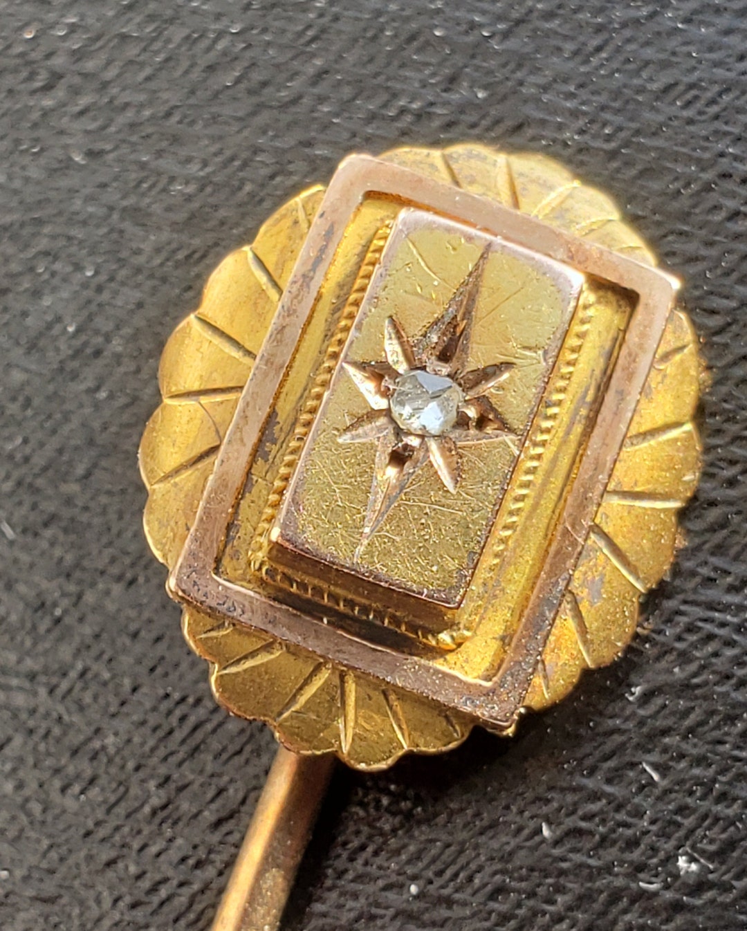 Antique Diamond Stick Pin / Gold Filled Diamond Gentleman's Diamond ...