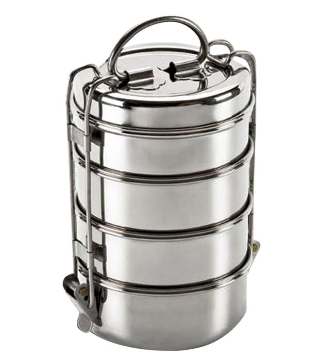 Handmade Indian Tiffin Box: 4-tier Stainless Steel Lunch Container - Etsy