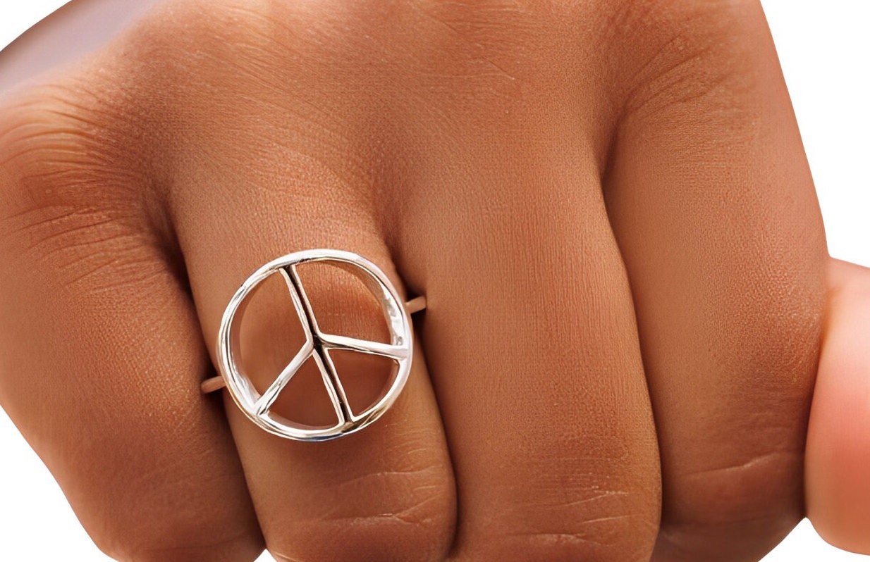 Peace Ring, Peace Sign Ring, Open Shape Ring, Handmade Jewelry, Peace ...