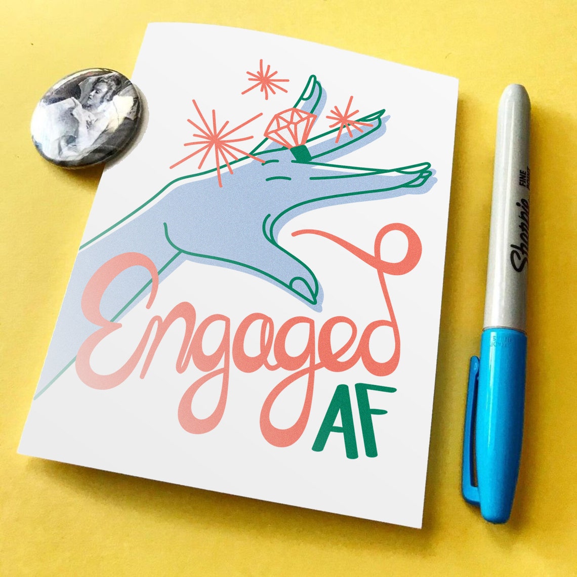 Engaged AF Card, Funny Engagement Card, Wedding Congratulations Card ...