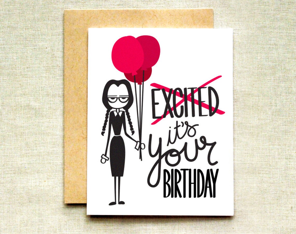 Wednesday Addams Birthday Card Addams Family Card Halloween - Etsy