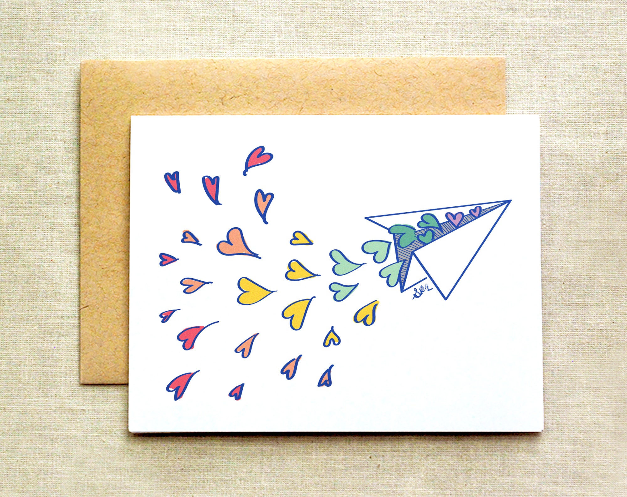 Spread the Love Card Colorful Love Card Simple Love Card - Etsy