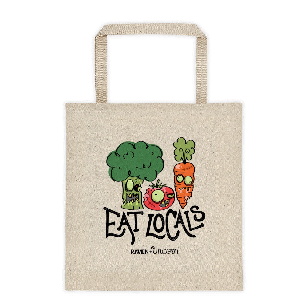 Eat Locals Tote Bag Reusable Grocery Bag and Farmers Market | Etsy