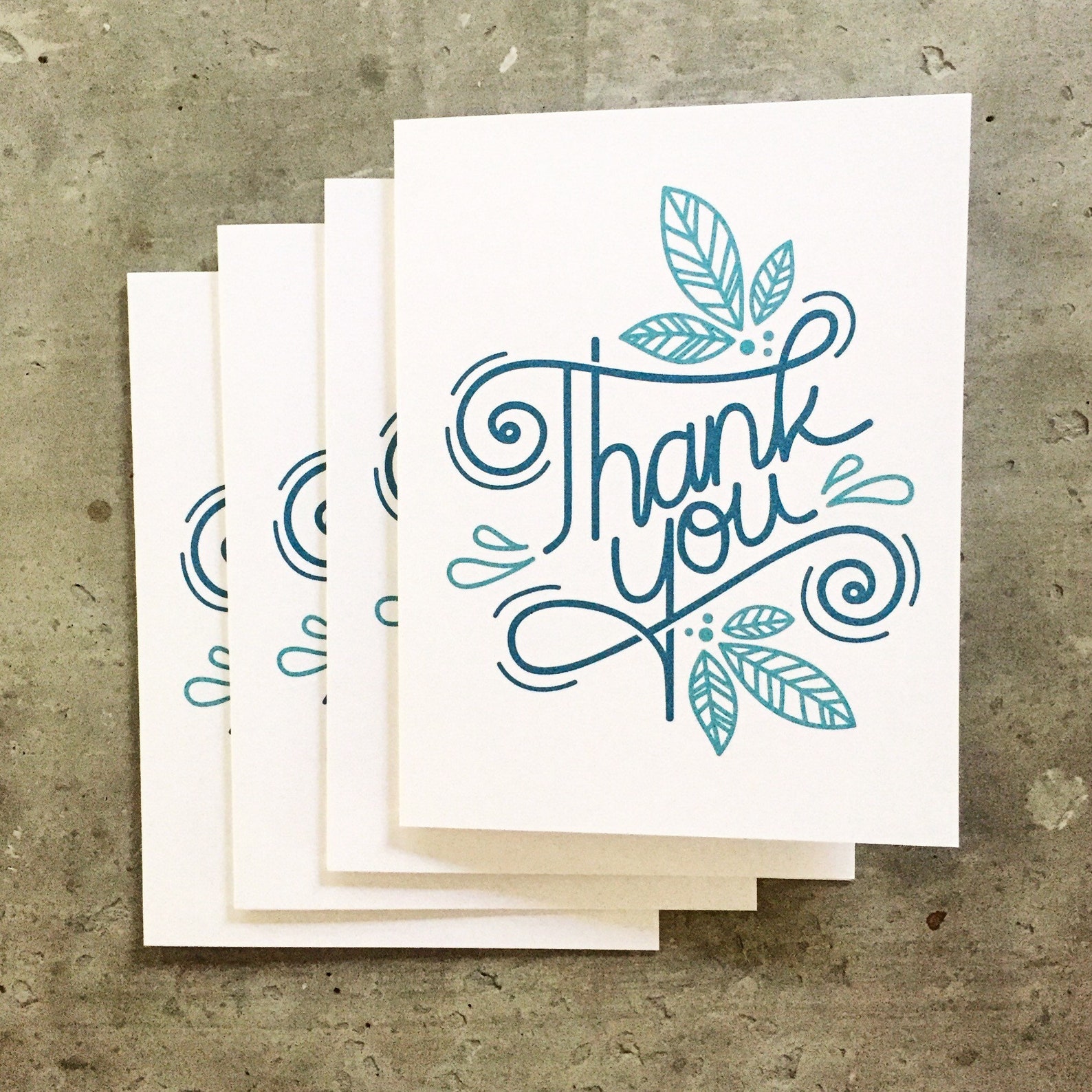 Hand Lettered Thank You Card individual & Set of 4 Thank - Etsy