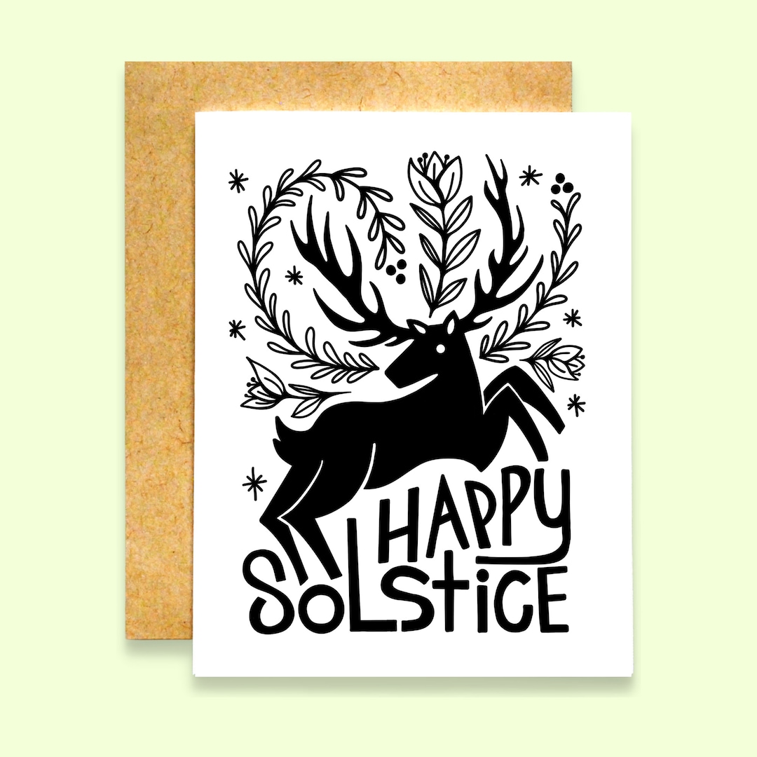NEW Happy Solstice Card individual & Bulk Card Sets Black White Winter ...