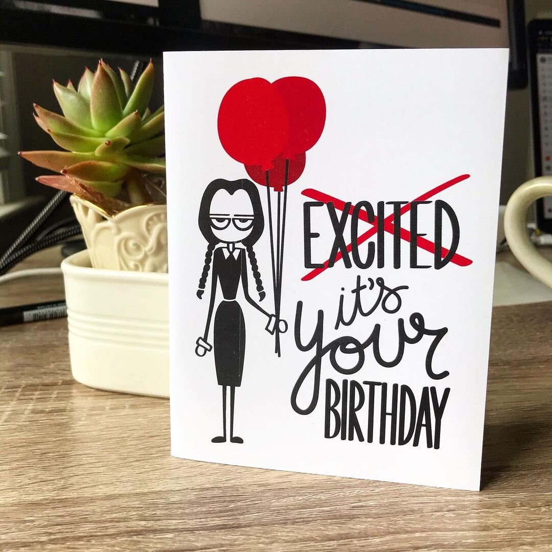 Wednesday Addams Birthday Card Addams Family Card Halloween - Etsy
