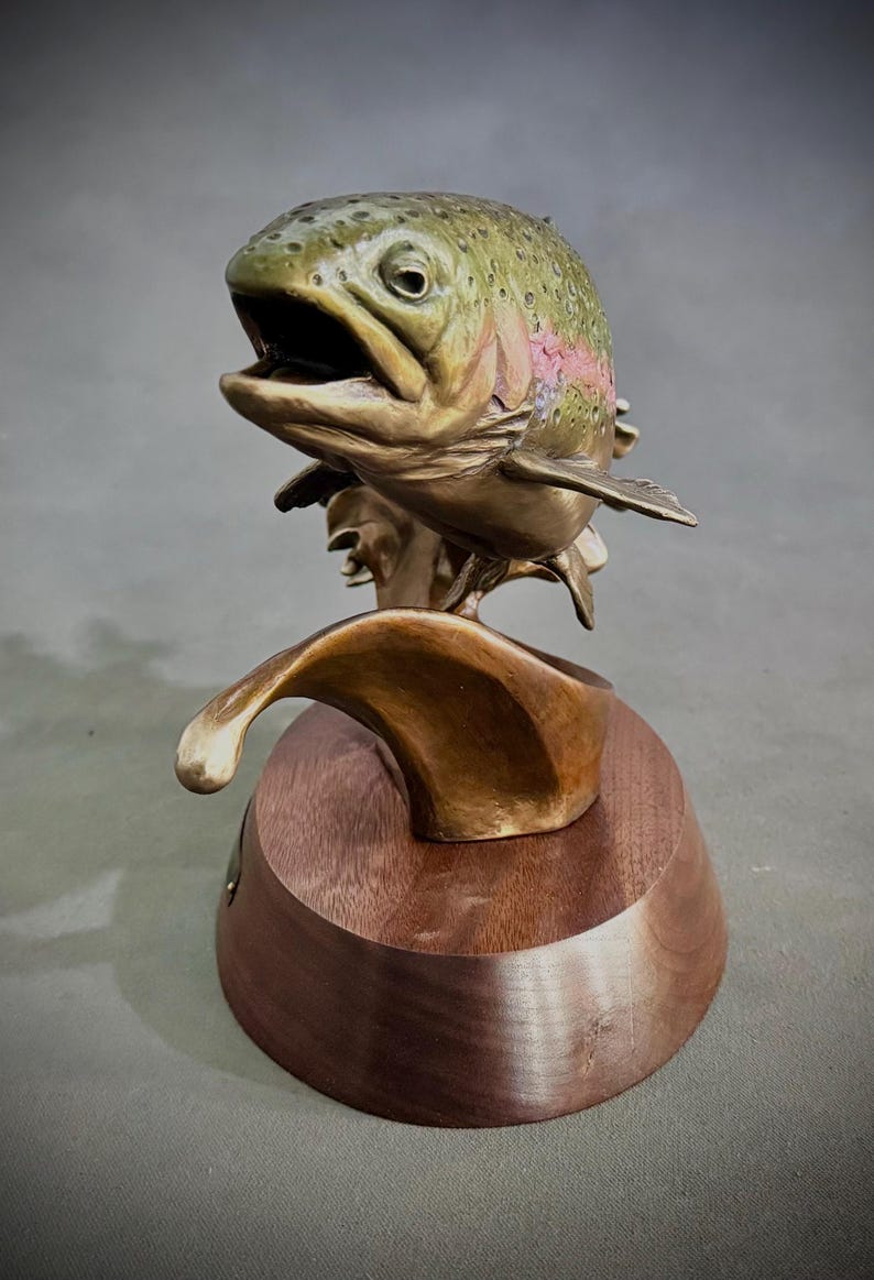 Rainbow Trout Bronze Sculpture - Etsy