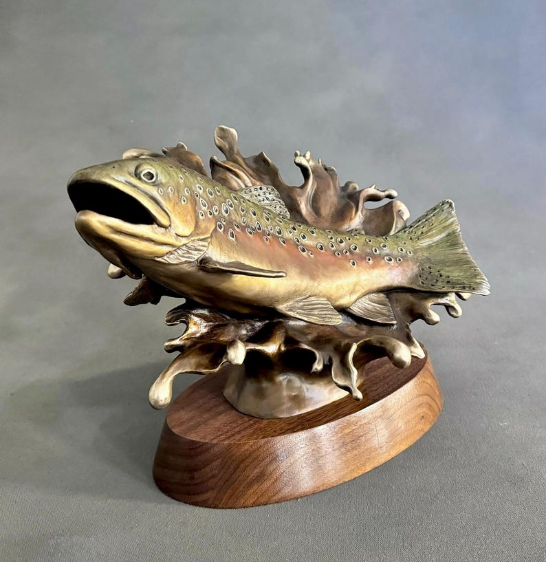 Brown Trout Bronze Sculpture - Etsy
