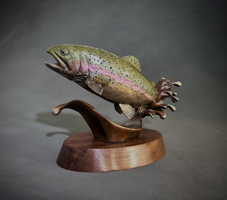 Rainbow Trout Bronze Sculpture - Etsy