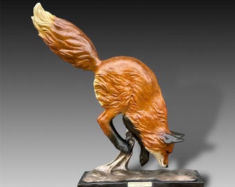 Bronze Red Fox Sculpture Curled Sleeping Vixen Hot Cast Bronze Using ...