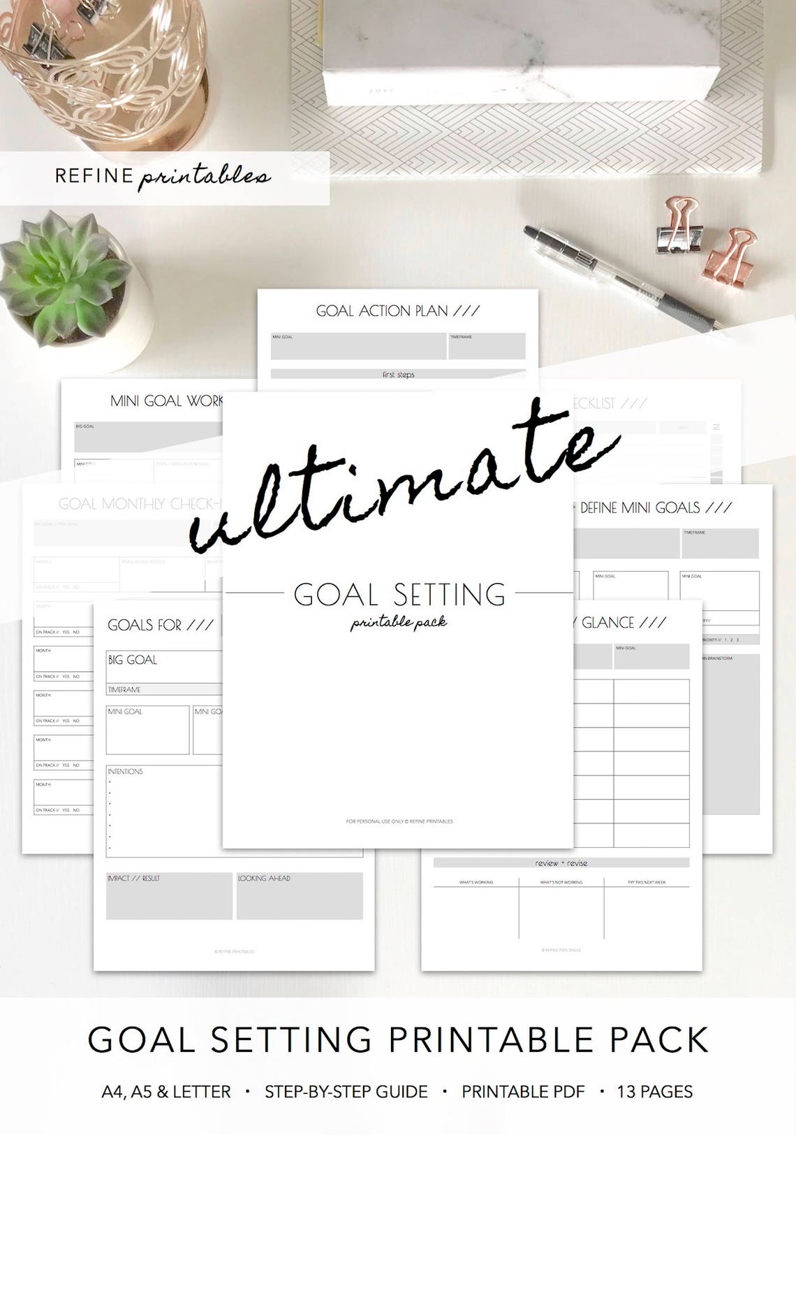 Goal Setting Printable, Goal Planner, Goal Worksheet, Printable ...