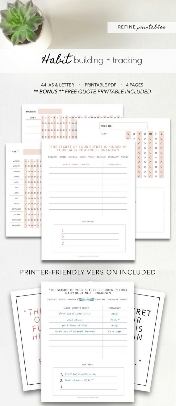 Habit Building and Tracking Printable Pack Habit Setting | Etsy