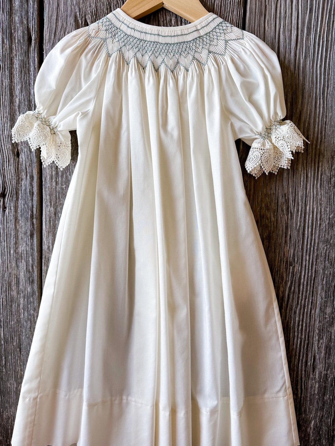 Hand Smocked Heirloom Bishop Dress: Ivory Batiste Flower Girl Dress ...