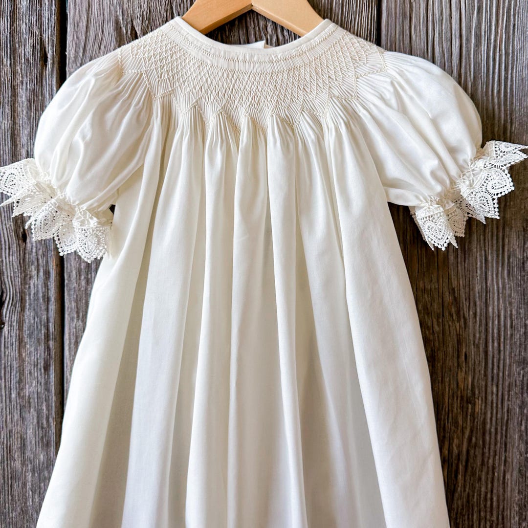 Size 5 Hand Smocked Ivory Batiste Bishop Dress: Christening Gown ...