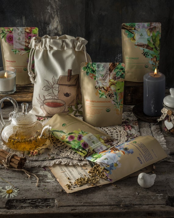 Loose Leaf Tea Assortment T Set Caffeine Free Wellness Etsy
