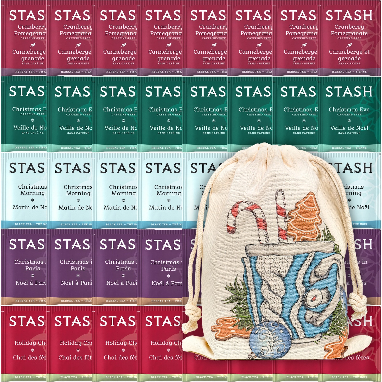 Seasonal Tea Bags Sampler Set – Holiday Assortment Gift - 40 Count, 5 ...