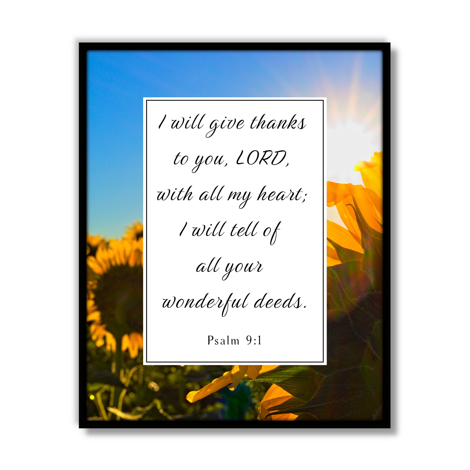Psalm 9:1, I Will Give Thanks to You Lord, Printable Bible Verse ...