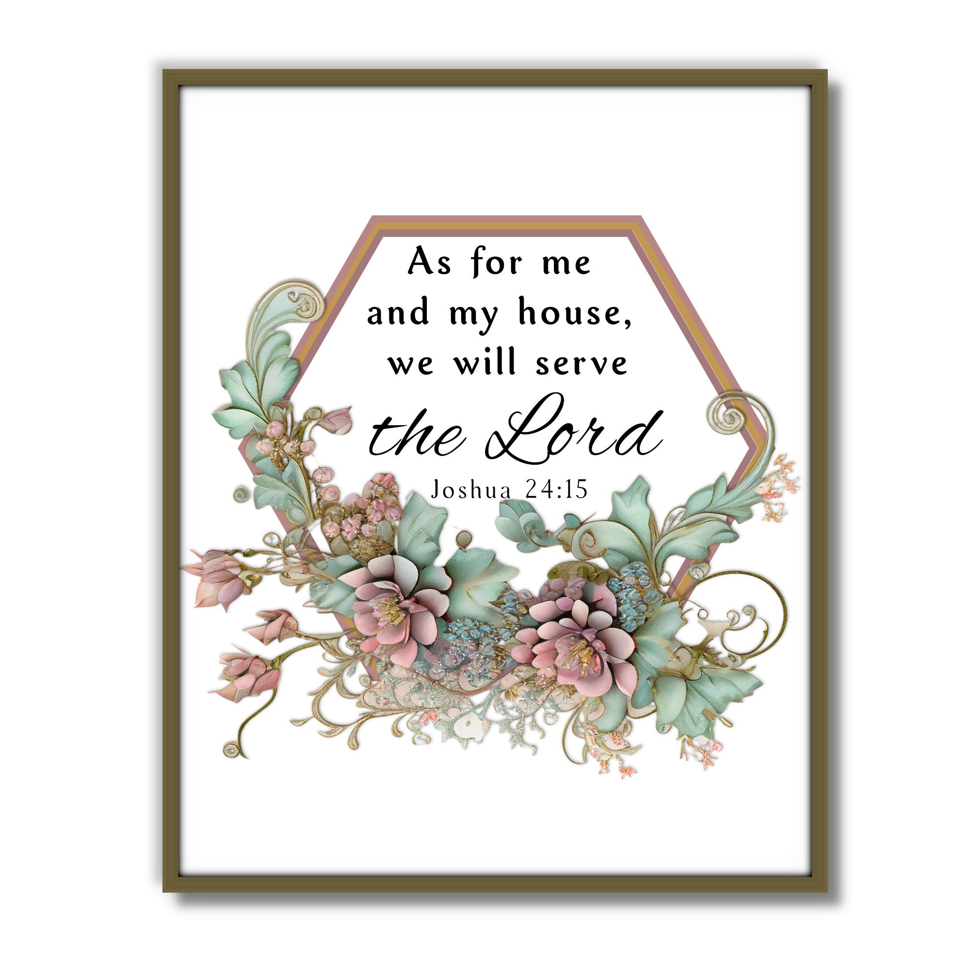 Joshua 24:15, Printable Bible Verse, Christian Wall Art, as for Me and ...