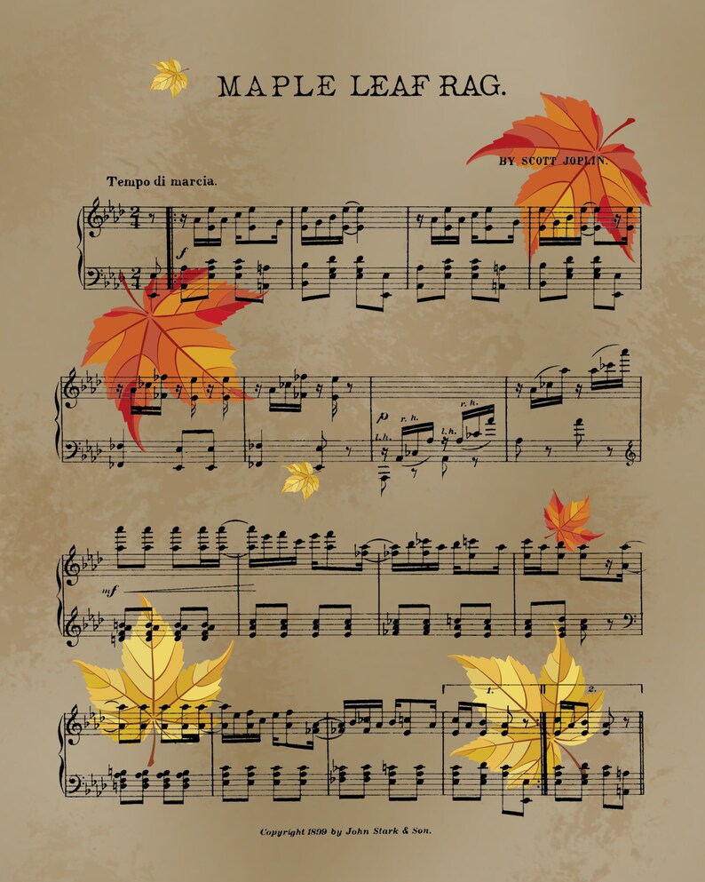 Scott Joplin Sheet Music Art, Maple Leaf Rag, Downloadable Sheet Music ...