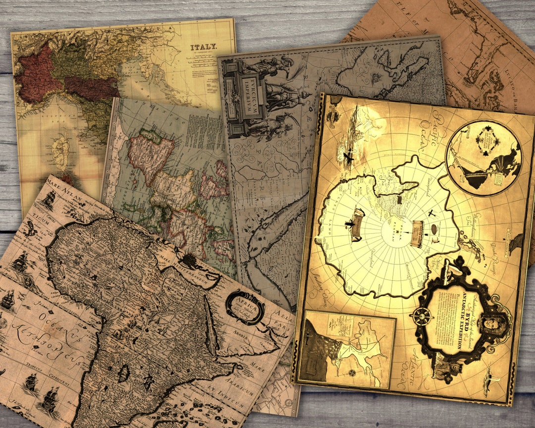 Vintage Maps, Printable Junk Journal Pages, Old Maps, Downloadable Map ...