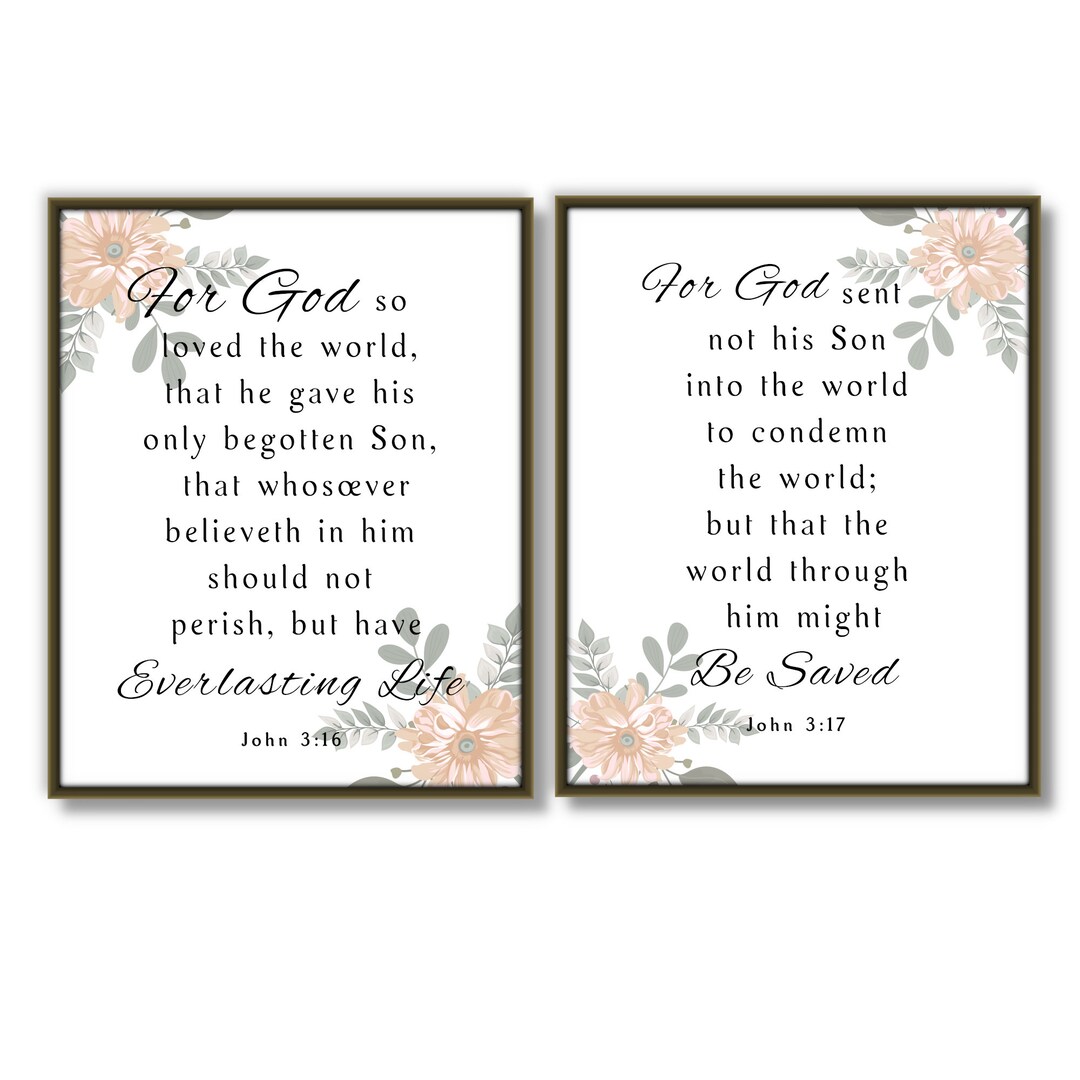John 3:16-17, Printable Bible Verses, Scripture Wall Art, Christian Wall Art, Wall Art Pairs ...