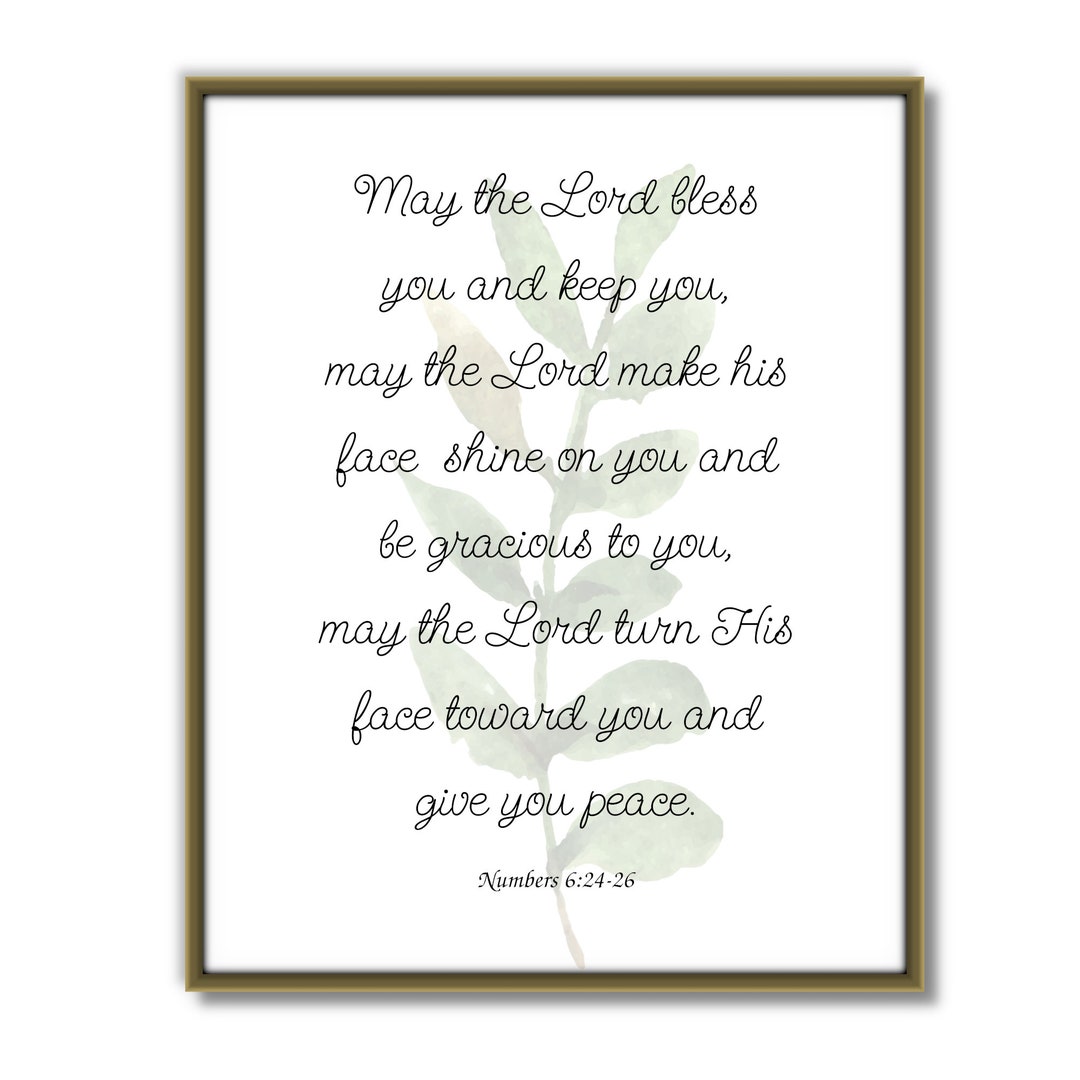 Printable Blessing, Numbers 6:24-26, Bible Verse Wall Art, May the Lord ...