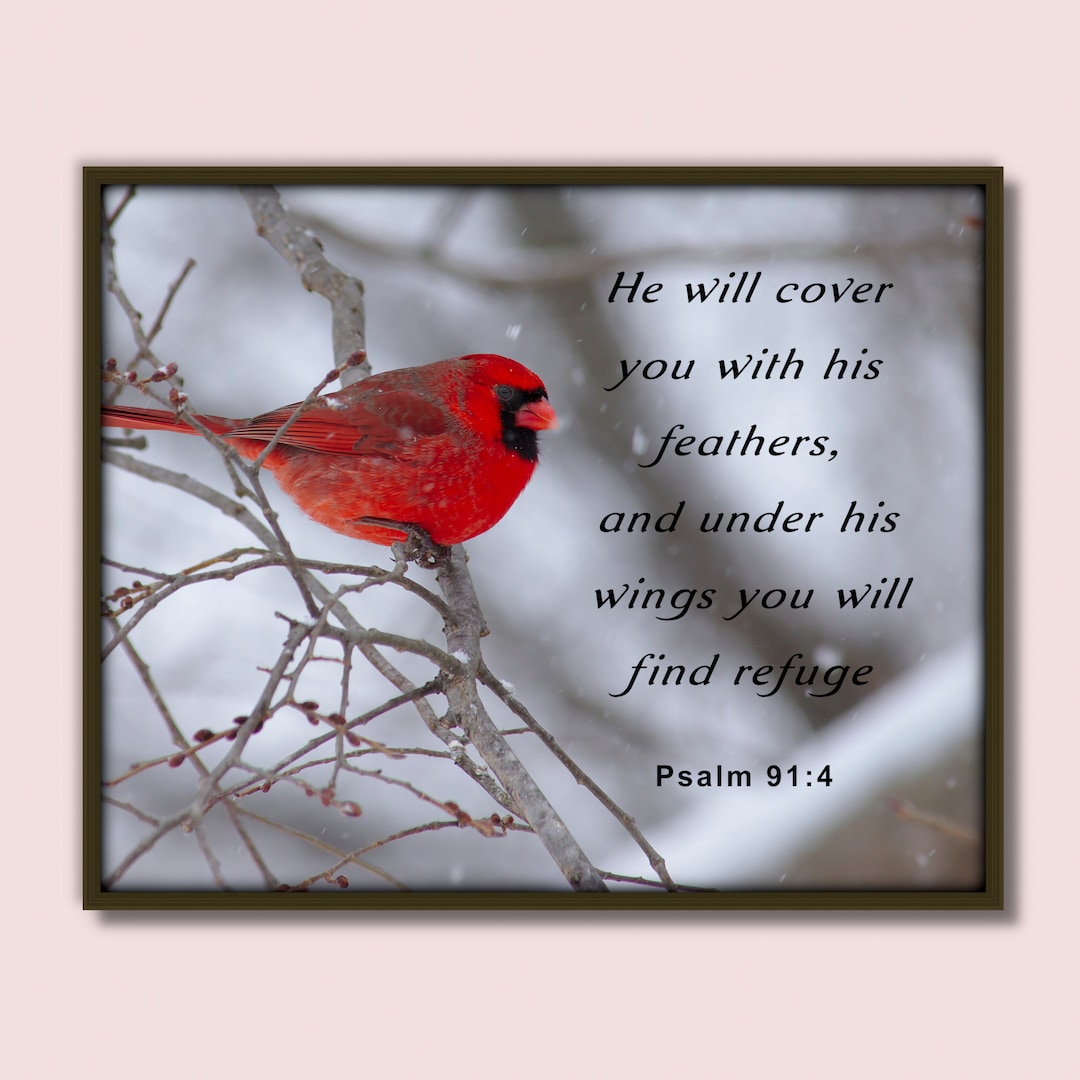 Psalm 91:4, Printable Scripture, Printable Bible Verse, Christian Wall ...