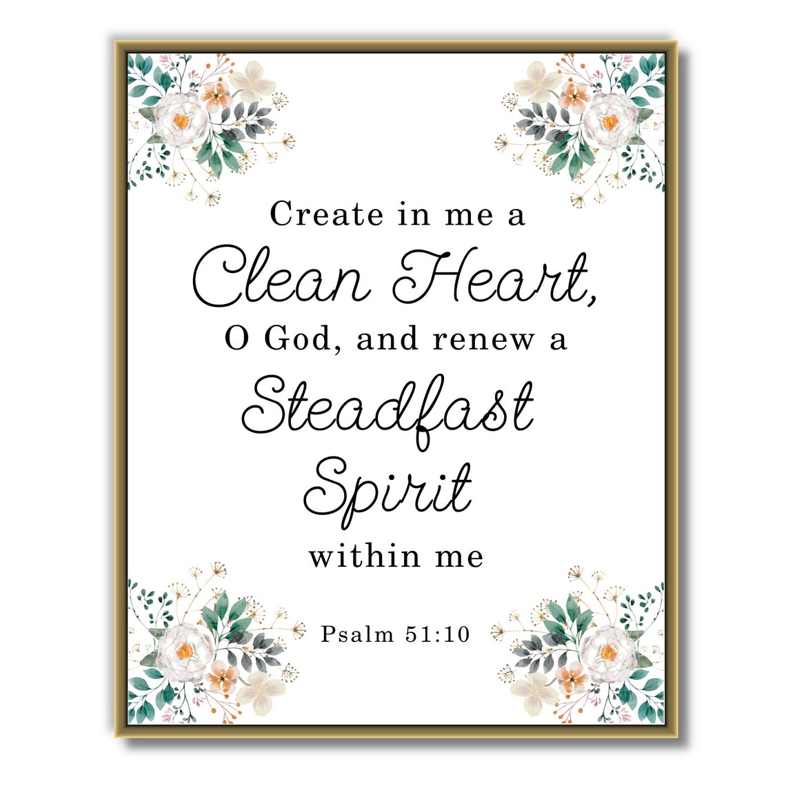 Psalm 51:10, Printable Bible Verse, Scripture, Christian Wall Art ...