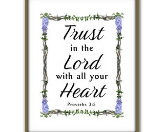 Trust in the Lord With All Your Heart SVG PNG PDF, Proverbs 3:5 Bible ...