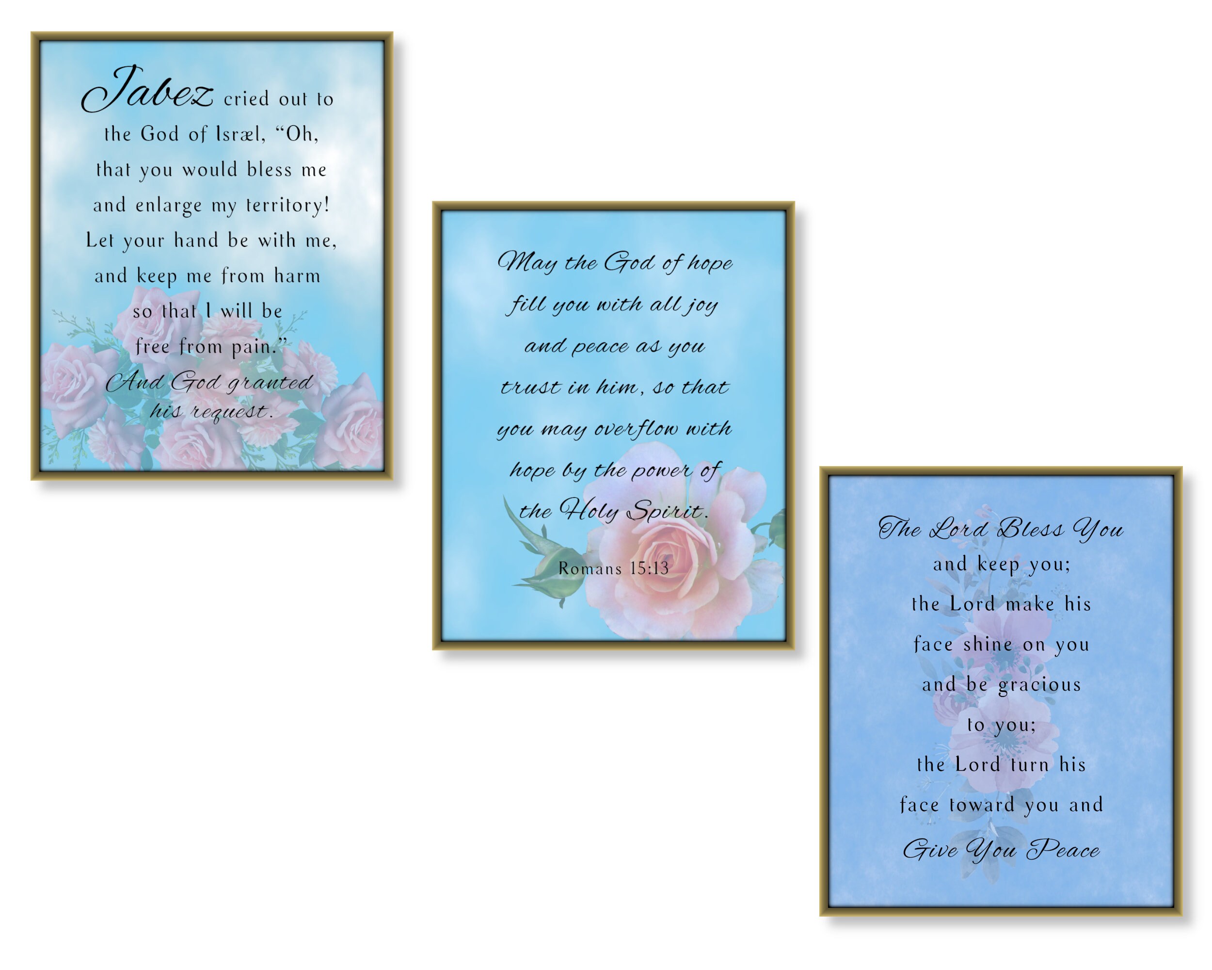 Printable Blessing Bundle, the Lord Bless You, Prayer of Jabez, Romans ...