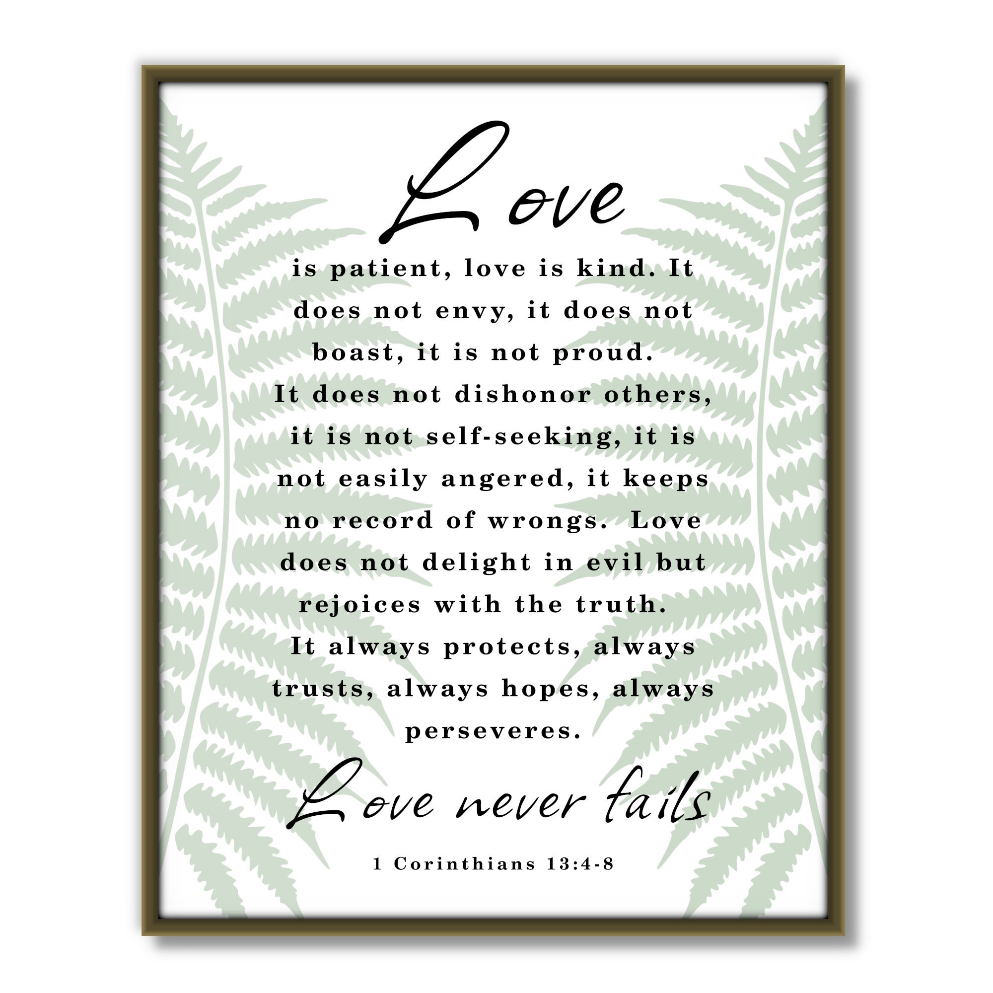 Love is Patient, Love is Kind, Printable Scripture, Bible Verse Wall ...