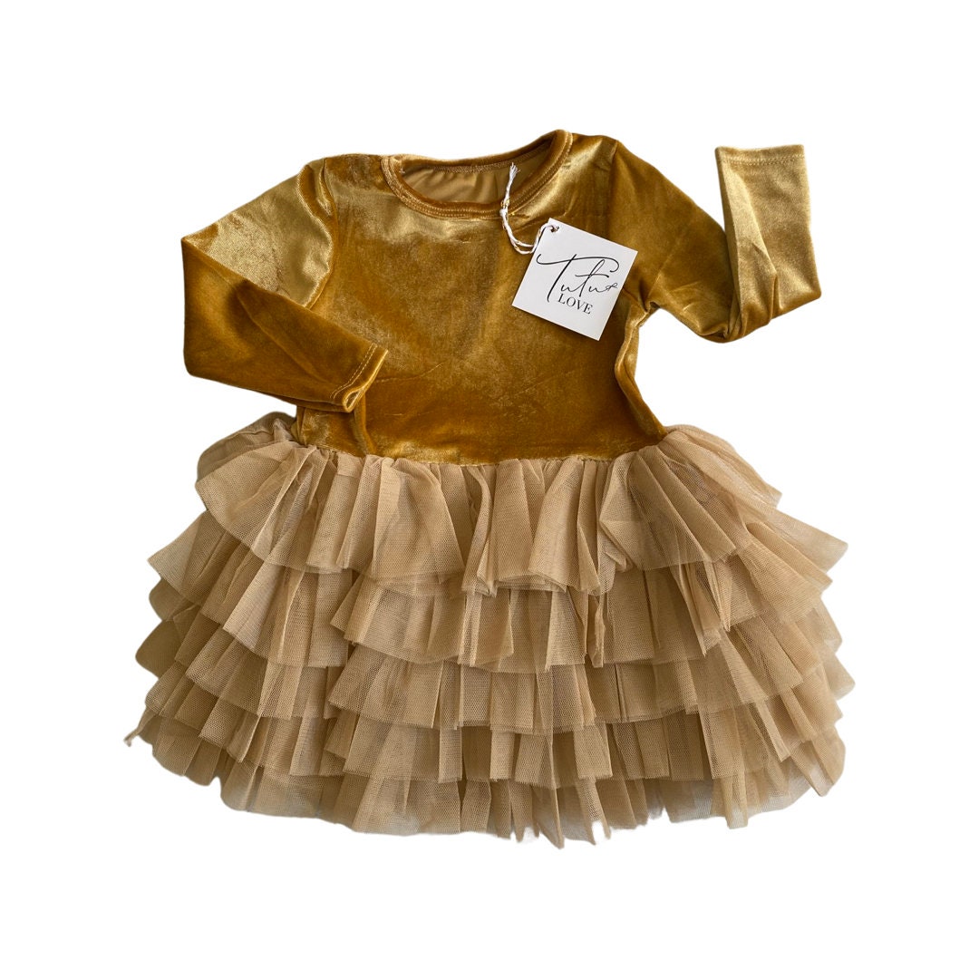 Girl Gold Dress,gold Party Girl Dress,gold Tutu Dress,gold Fancy Dress ...