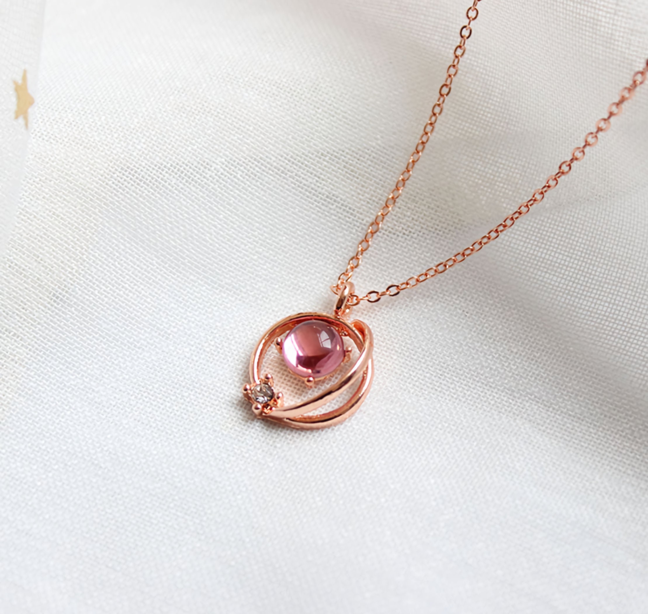Celestial Themed Planet Rose Gold Necklace - Etsy UK