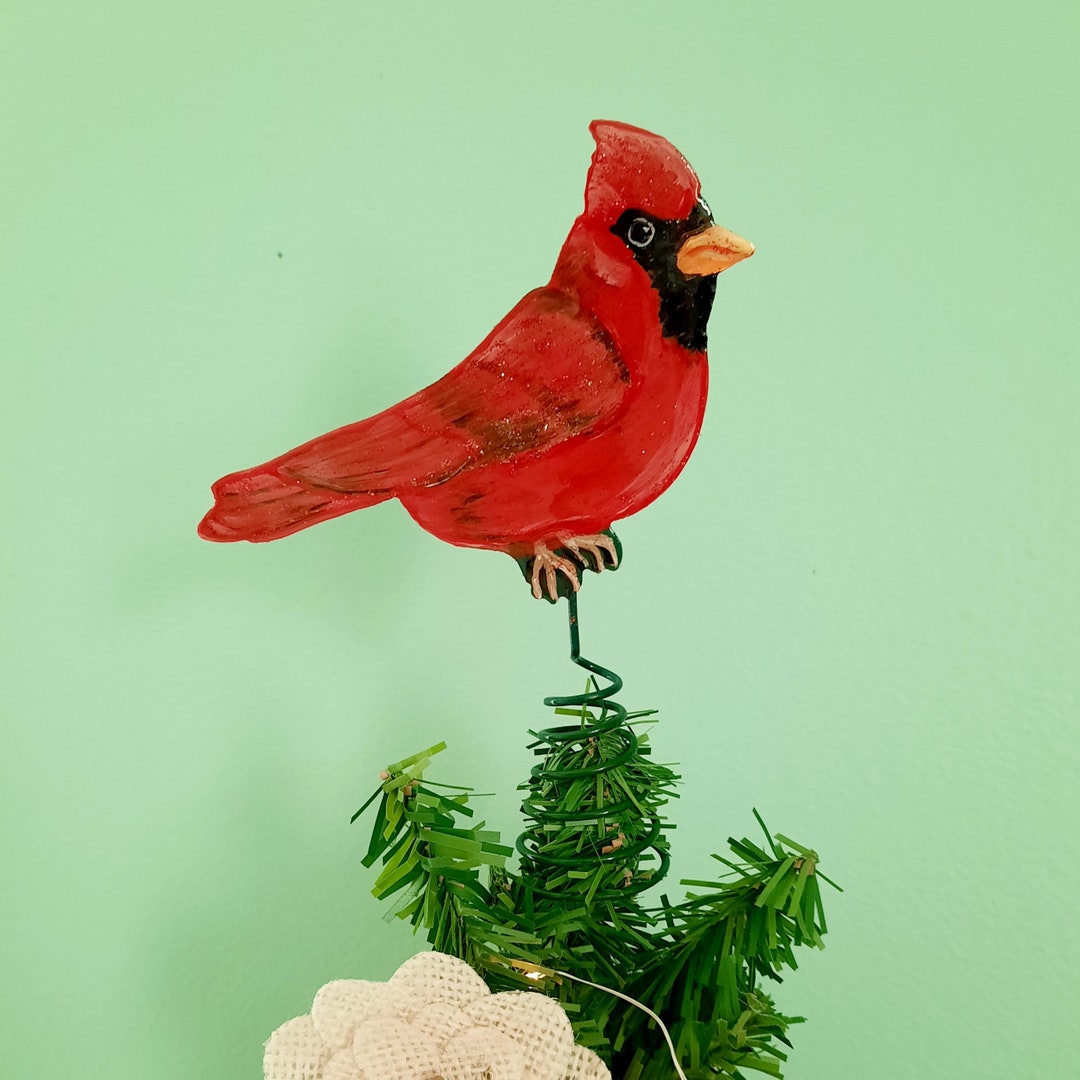 Cardinal Tree Topper, Bird Tree Topper, Cardinal Figurine, Gift for ...