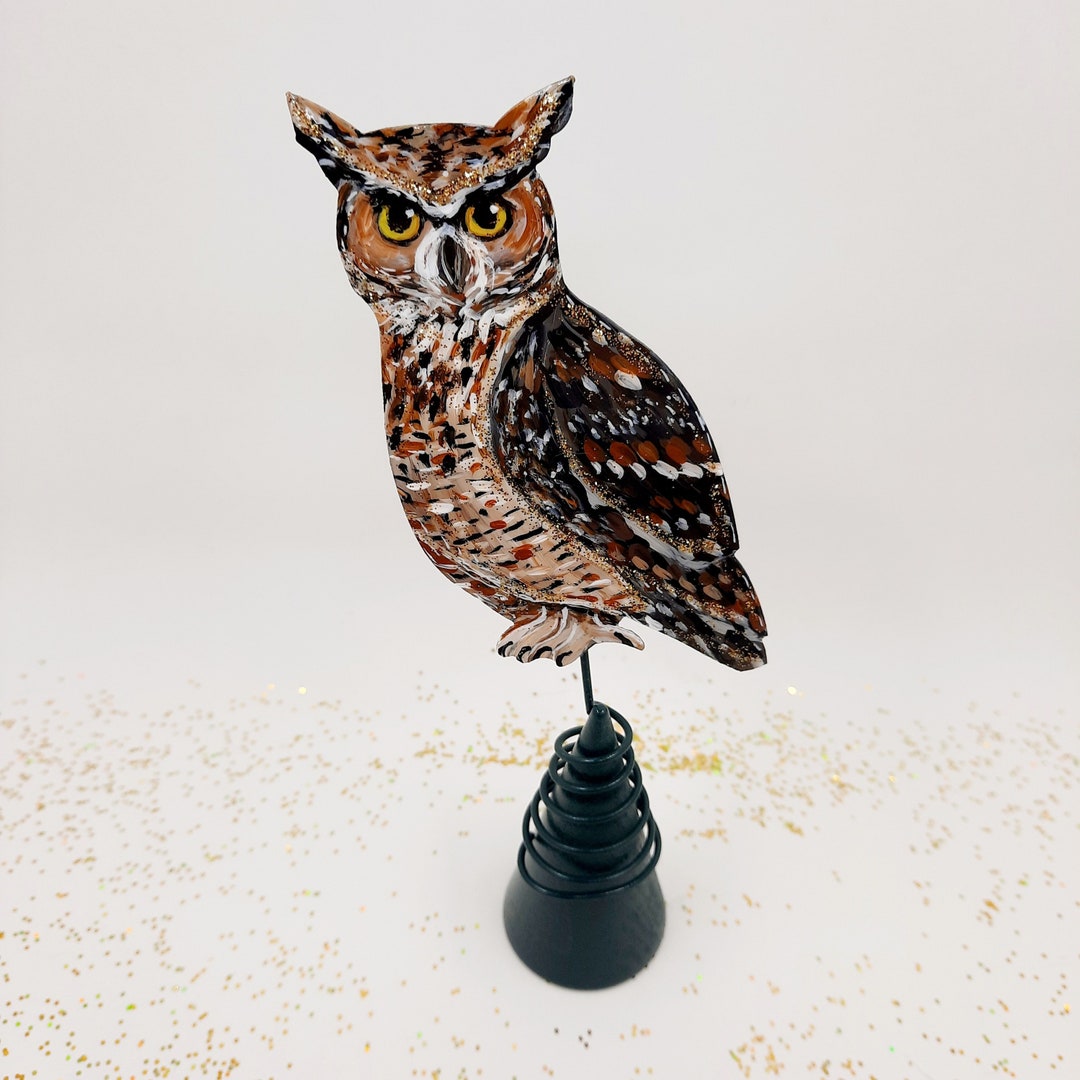Great Horned Owl, Owl Tree Topper, Owl Tabletop Tree Topper, Gift for ...
