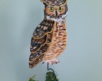 Great Horned Owl, Owl Tree Topper, Owl Tabletop Tree Topper, Gift for ...