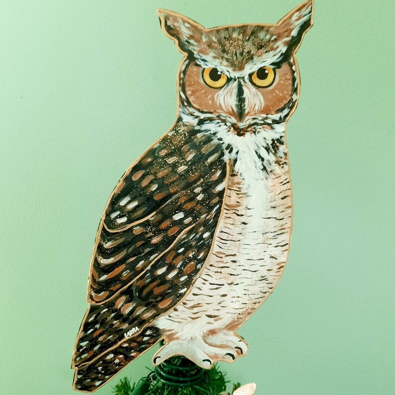 Owl Tree Topper. Great Horned Owl, Christmas Tree Topper, Woodland ...