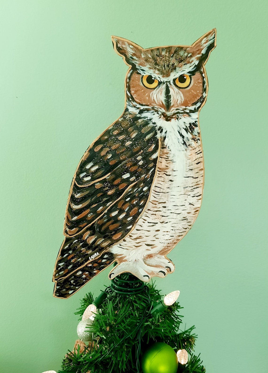 Owl Tree Topper. Great Horned Owl, Christmas Tree Topper, Woodland ...
