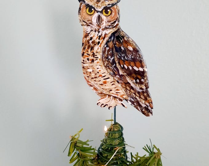 Great Horned Owl, Owl Tree Topper, Owl Tabletop Tree Topper, Gift for ...