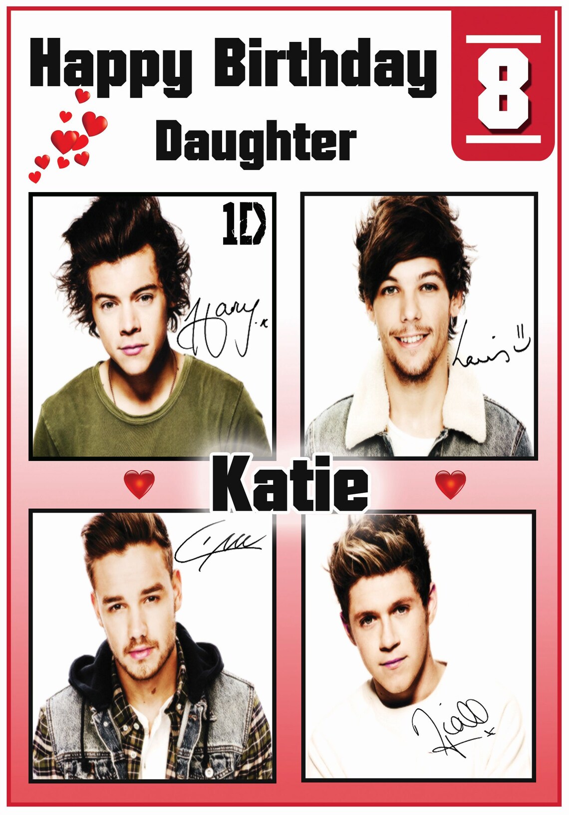 Personalised One Direction Birthday Cards 2 Designs | Etsy UK