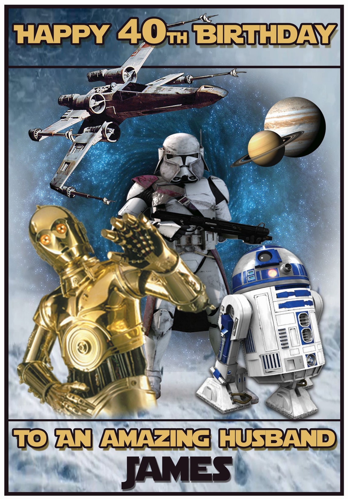 Personalised Star Wars Theme Birthday Card 4 Designs | Etsy