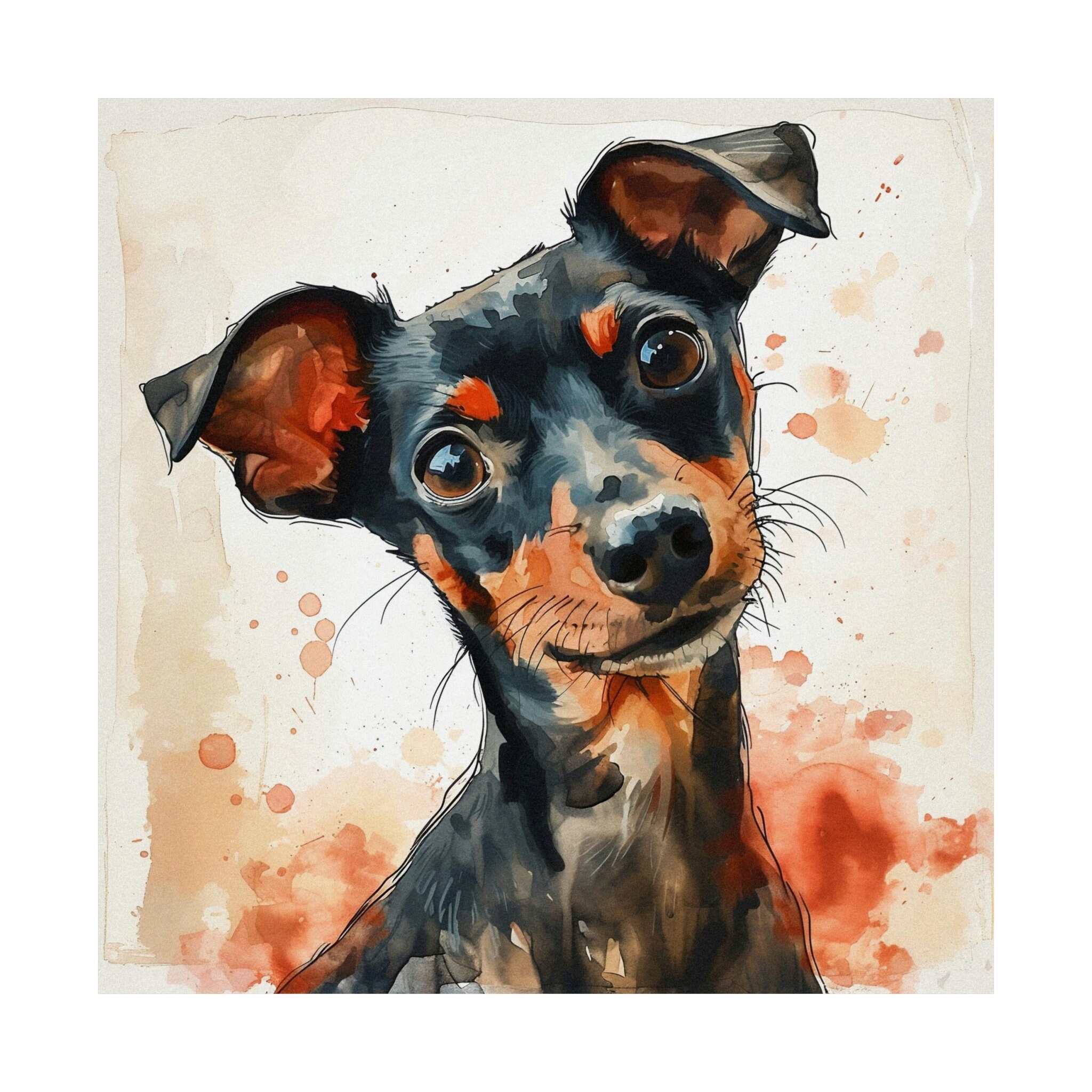 Min Pin Dog Art Print Wall Art, Gift for Min Pin Lover, Miniature ...