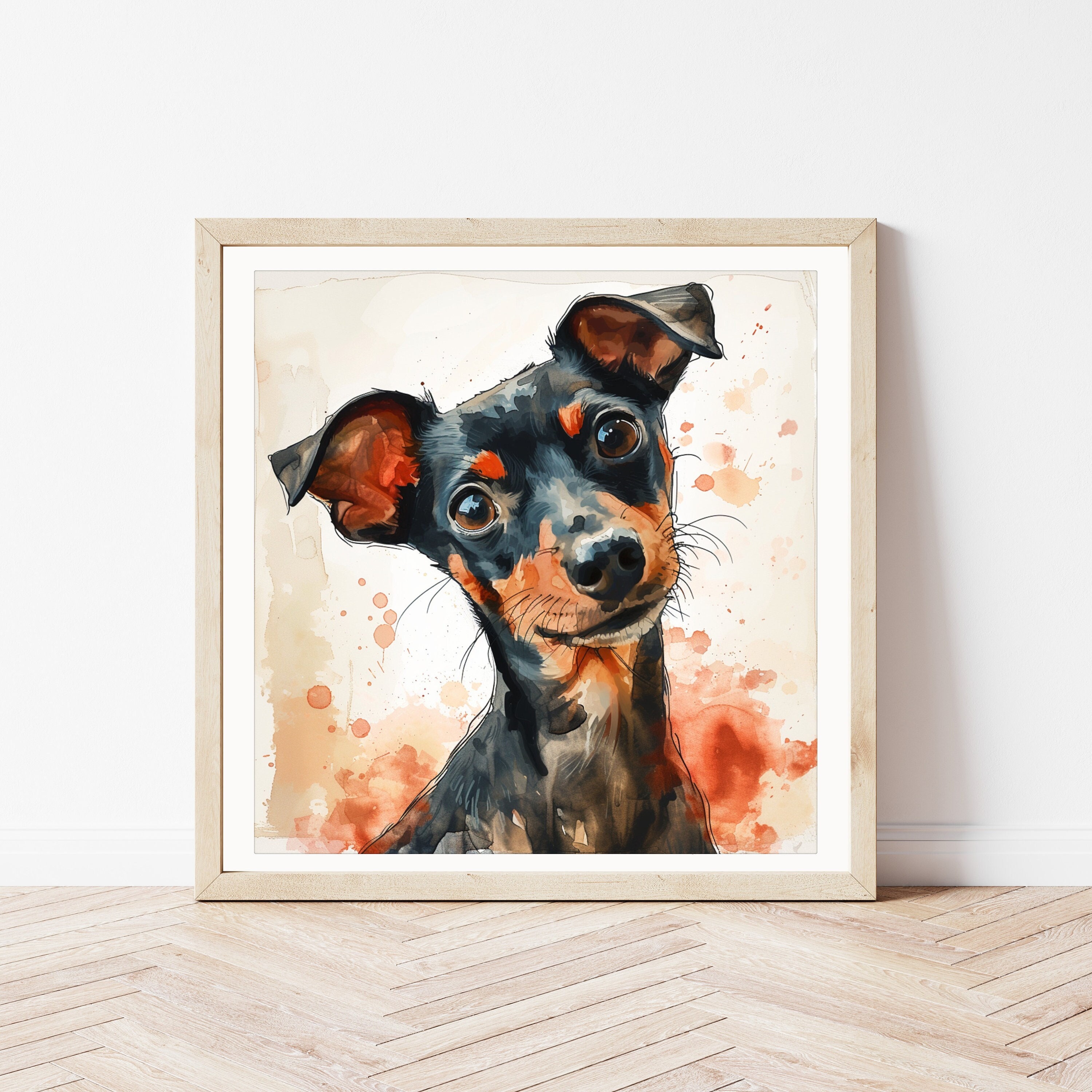 Min Pin Dog Art Print Wall Art, Gift for Min Pin Lover, Miniature ...