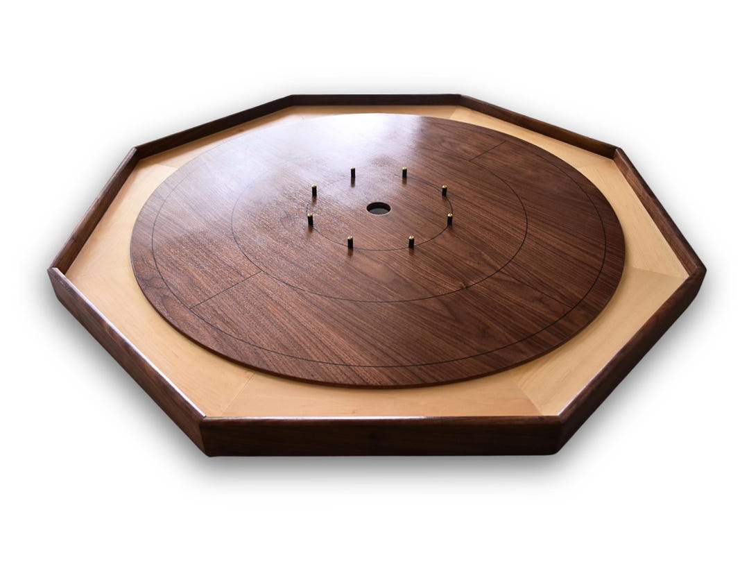 The Walnut Wonder Small Crokinole Board - Small Traditional Octagon ...