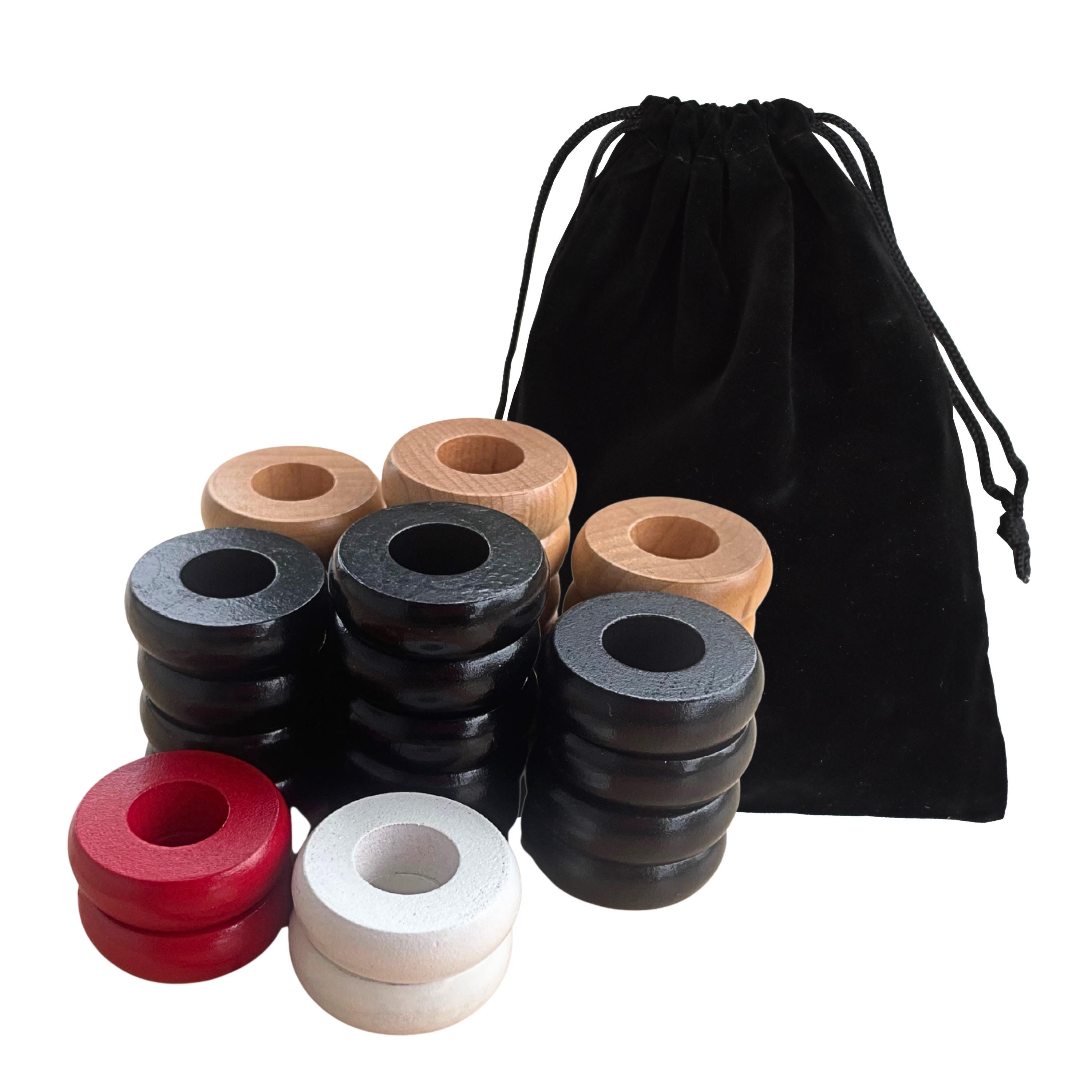 30 Traditional Carrom Board Game Coins (13 Black Coins / 13 Natural ...