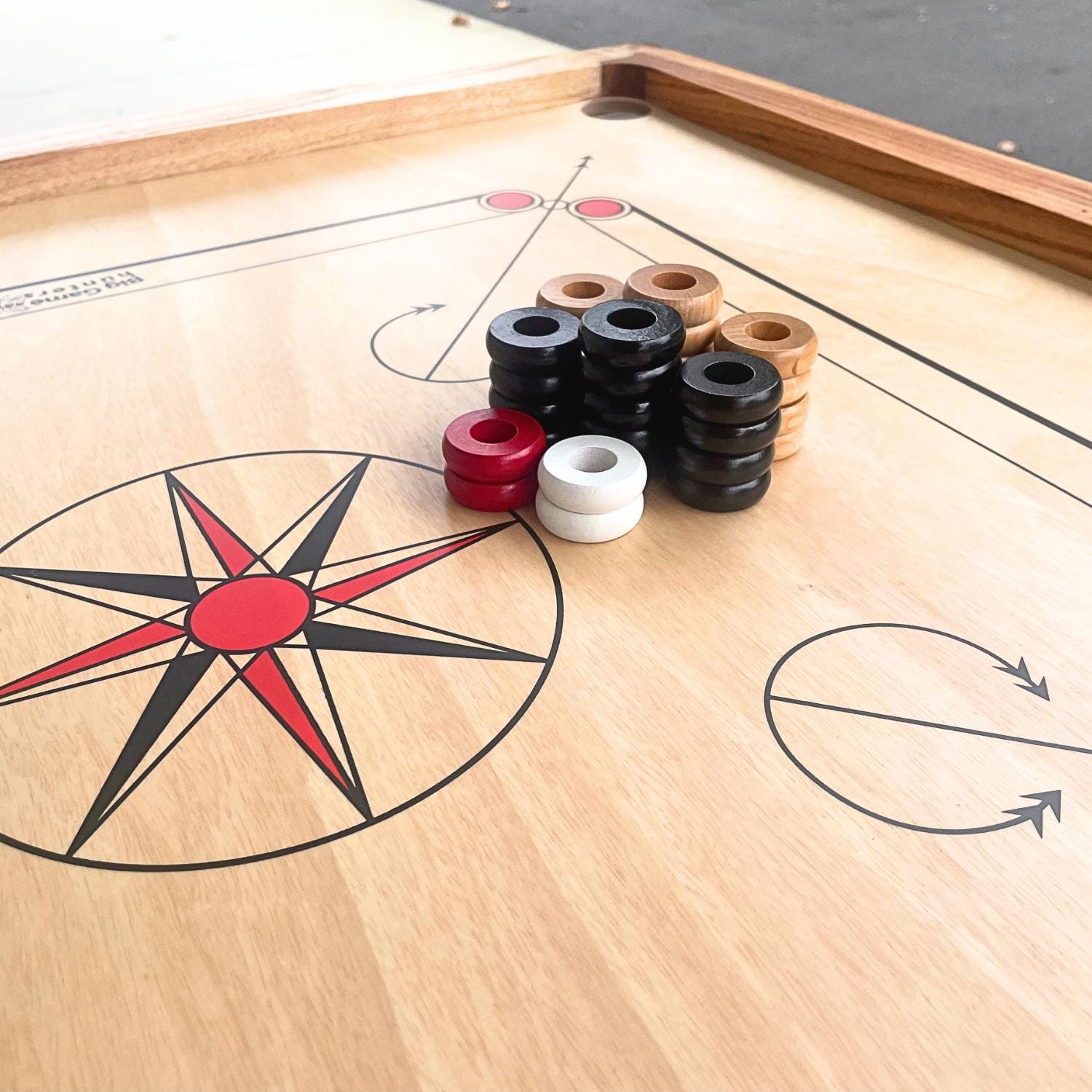 30 Traditional Carrom Board Game Coins (13 Black Coins / 13 Natural ...