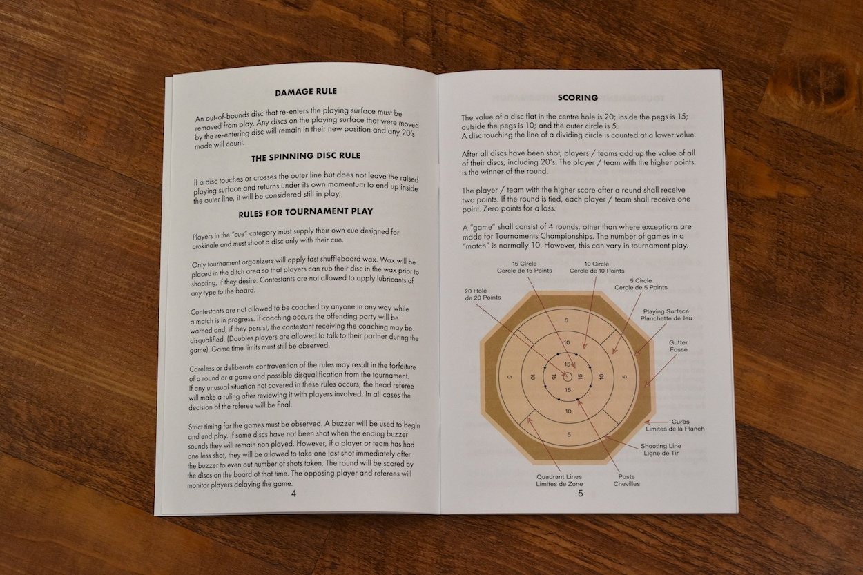 Crokinole Rules & Score Cards Physical Copy | Etsy